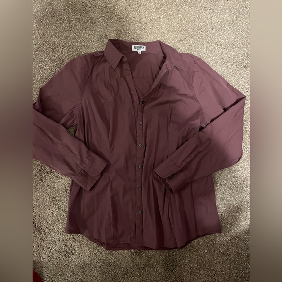 Express | Tops | Maroon Long Sleeve Button Down Blouse | Poshmark